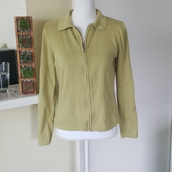 croft & barrow | Sweaters | Croft Borrow Light Green Knit Zippered ...